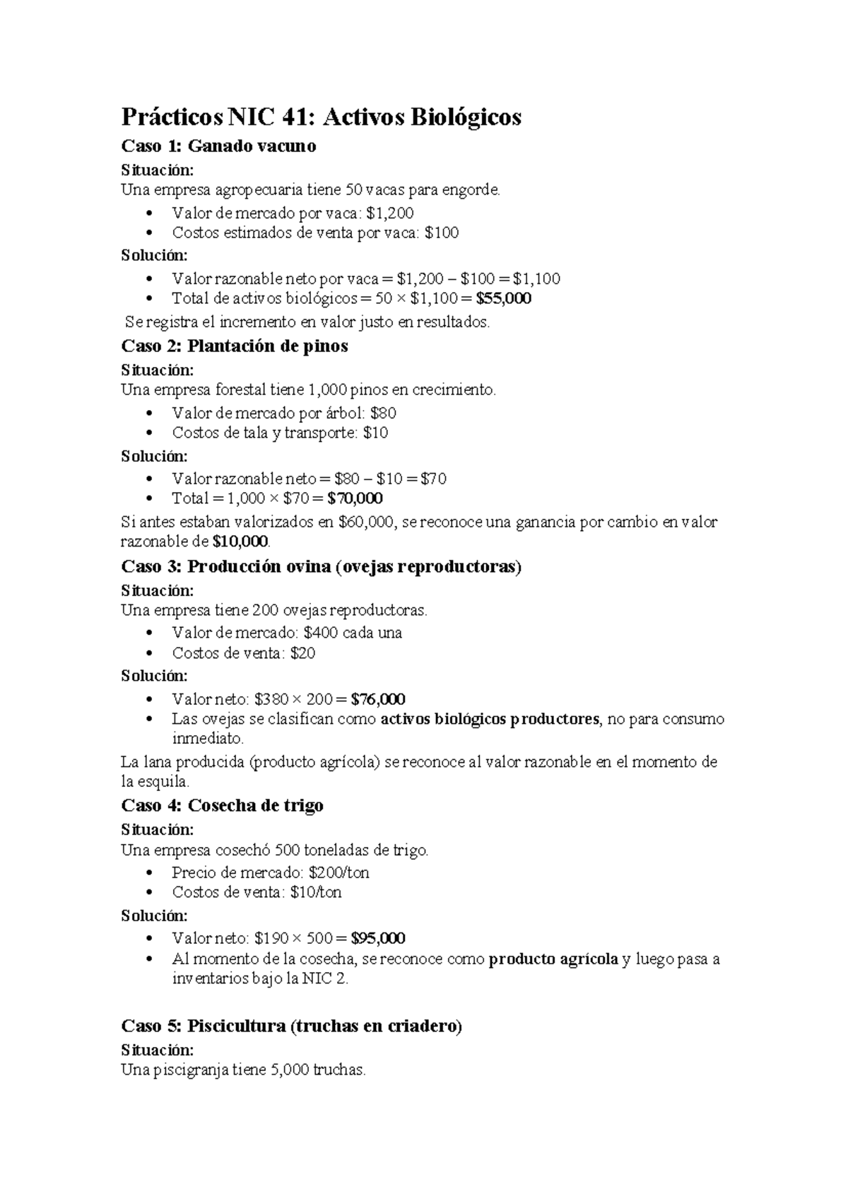 Prácticos NIC 41: Activos Biológicos y Asientos Contables - Studocu