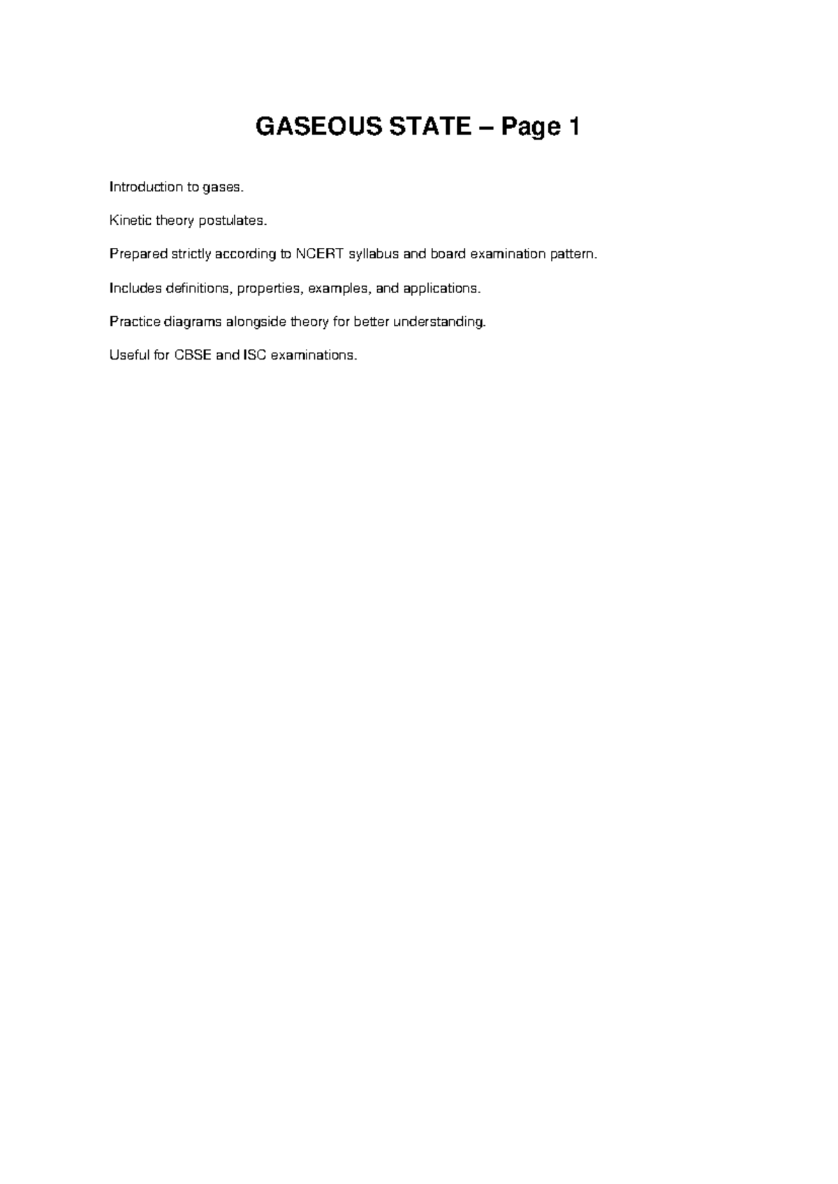 GASEOUS STATE Study Guide for CBSE & ISC Exams - Studocu