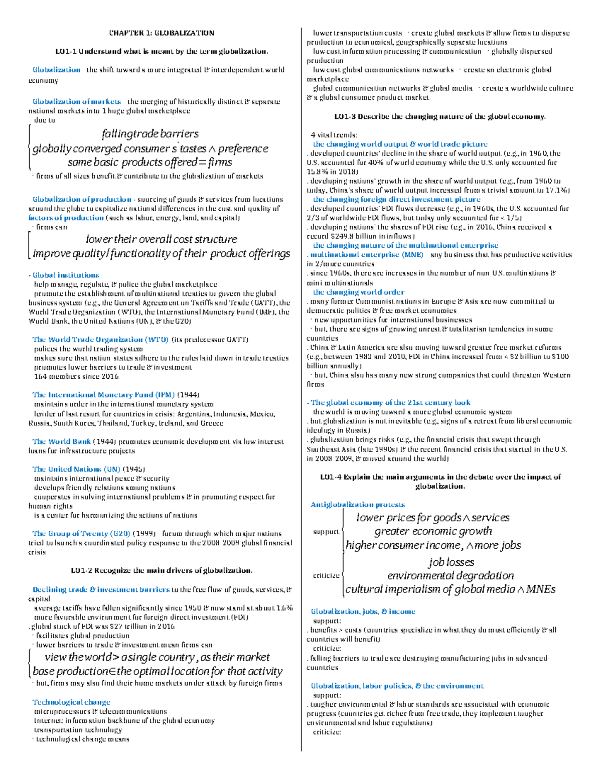 IB_Final revision - CHAPTER 1: GLOBALIZATION LO1-1 Understand what is ...