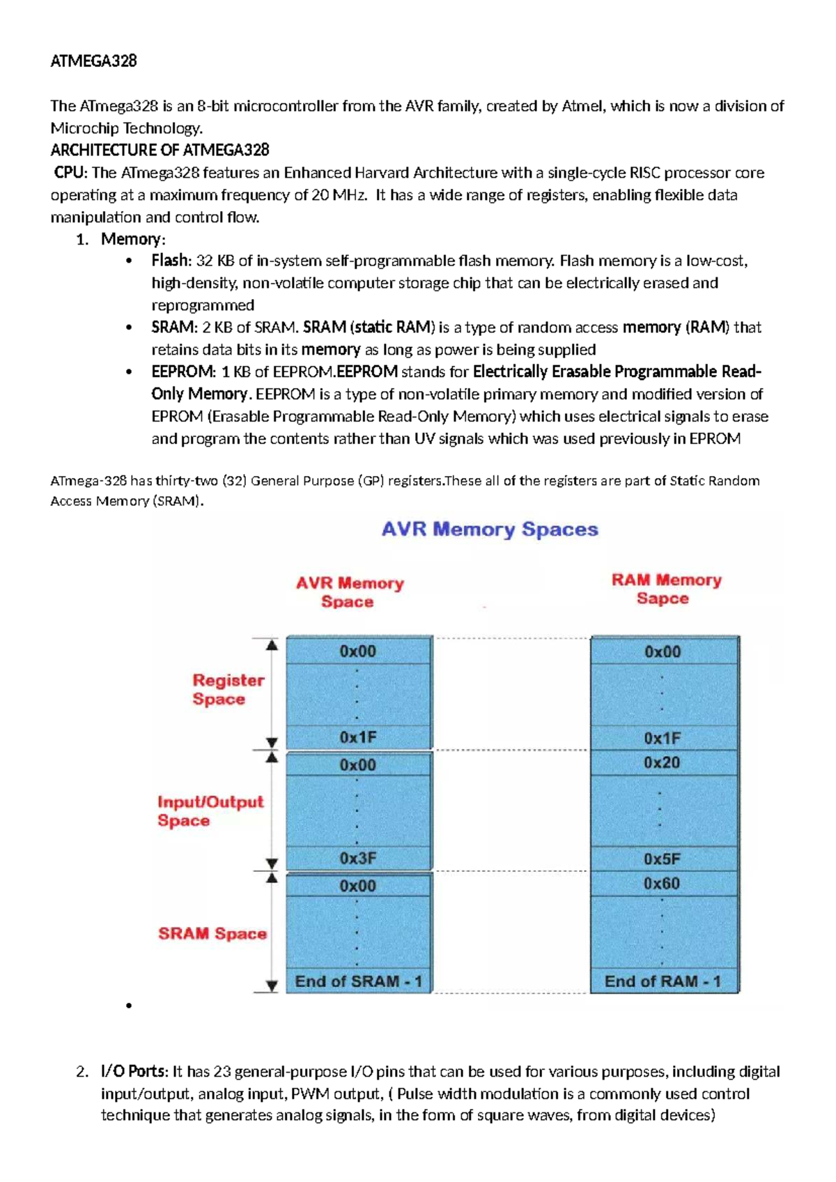 ATMEGA328 Microcontroller Architecture and Features Overview - Studocu