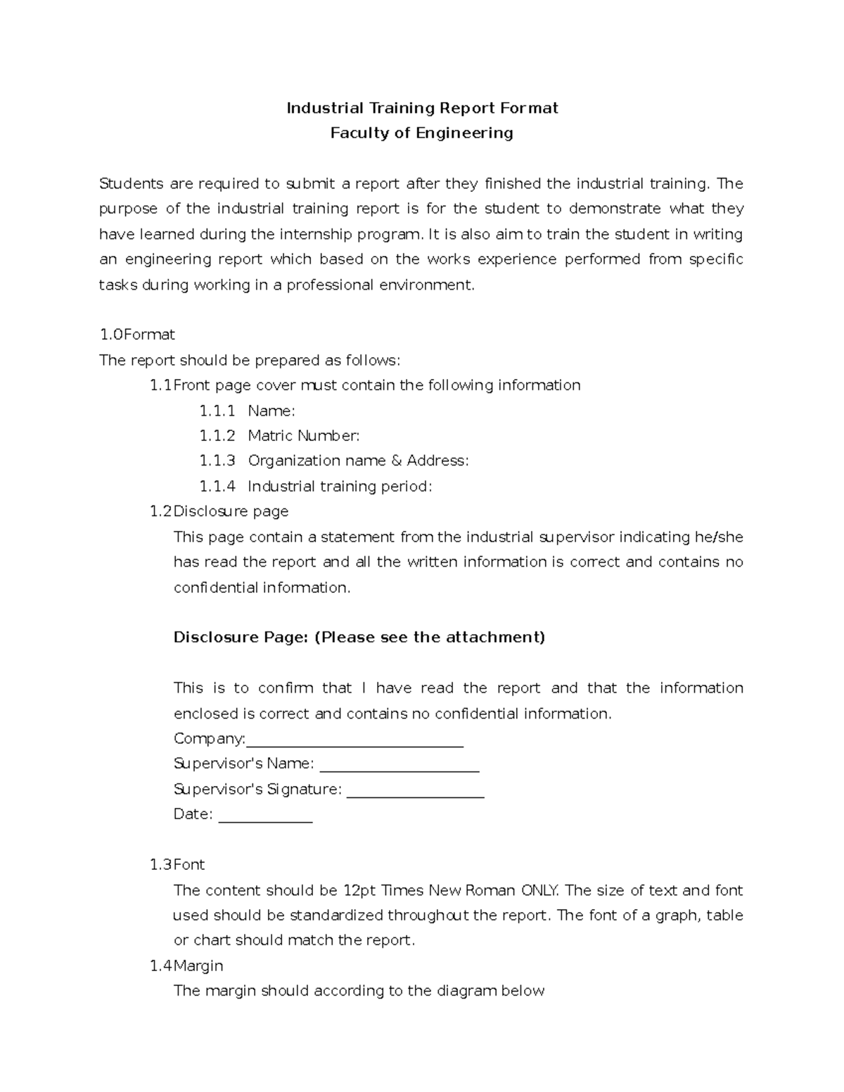 Industrial Training Report Format Guide for Engineering Students - Studocu