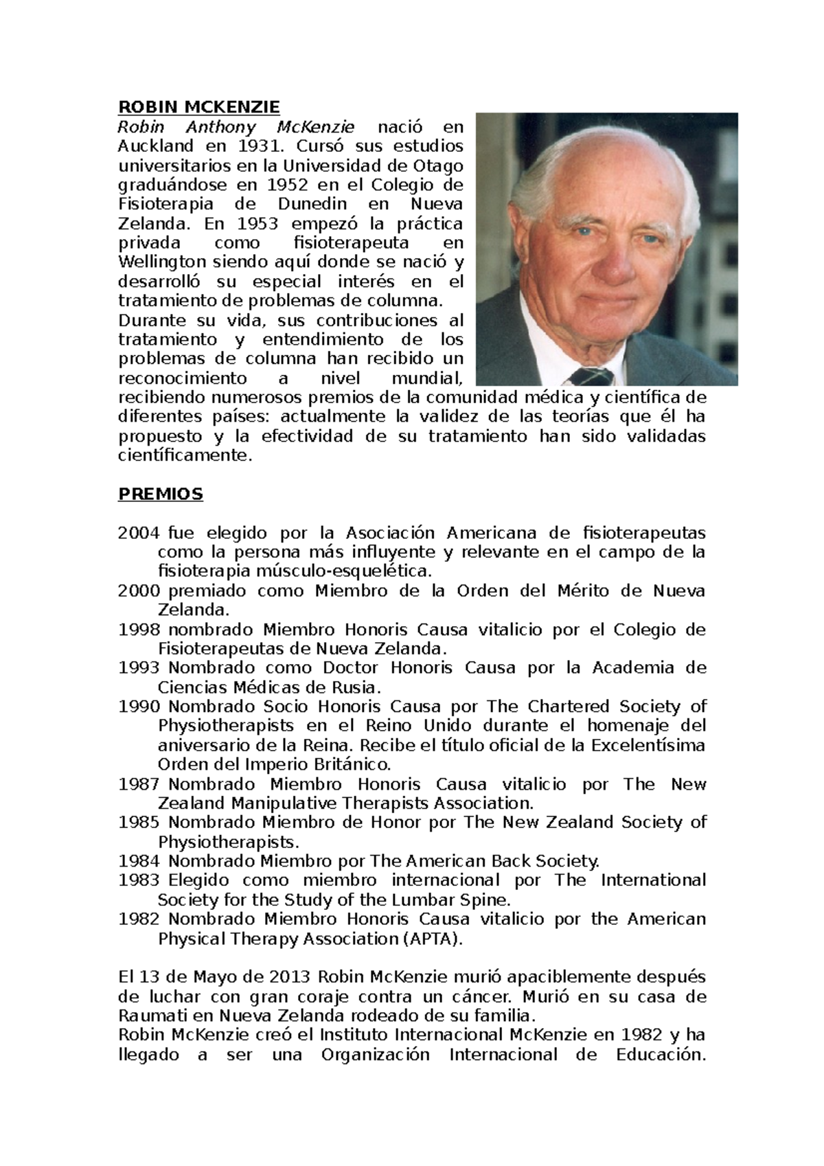 Robin Mckenzie Técnicas de Mcknezie en español - ROBIN MCKENZIE Robin ...