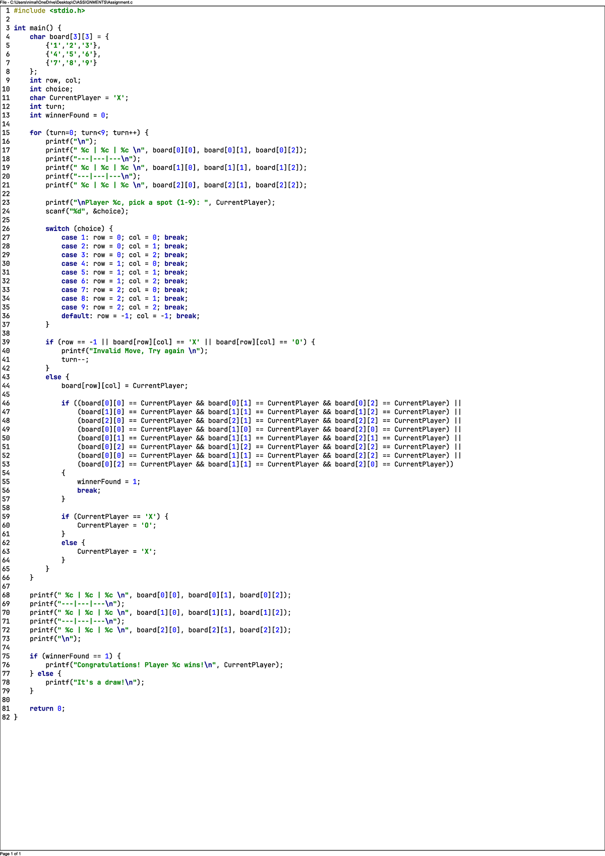 Assignment 5 - C Programming Tic Tac Toe Implementation - Studocu