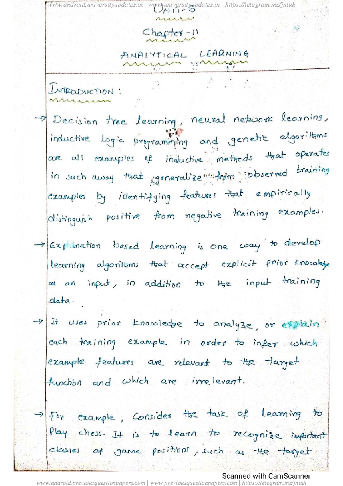 Chapter 12: Analytical Learning Using Prior Knowledge in ML R18, R22 ...