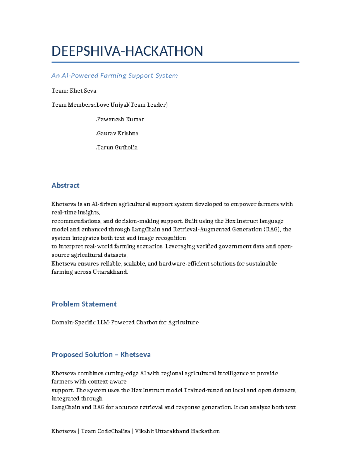 Khetseva Hackathon Report: Agricultural Support System Insights - Studocu