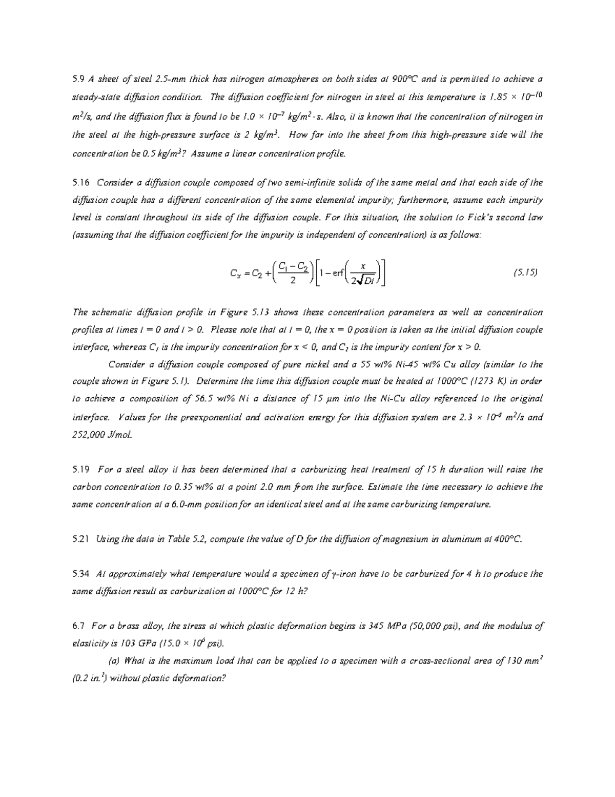 PA Problem Set 3: Diffusion and Mechanical Properties of Materials ...