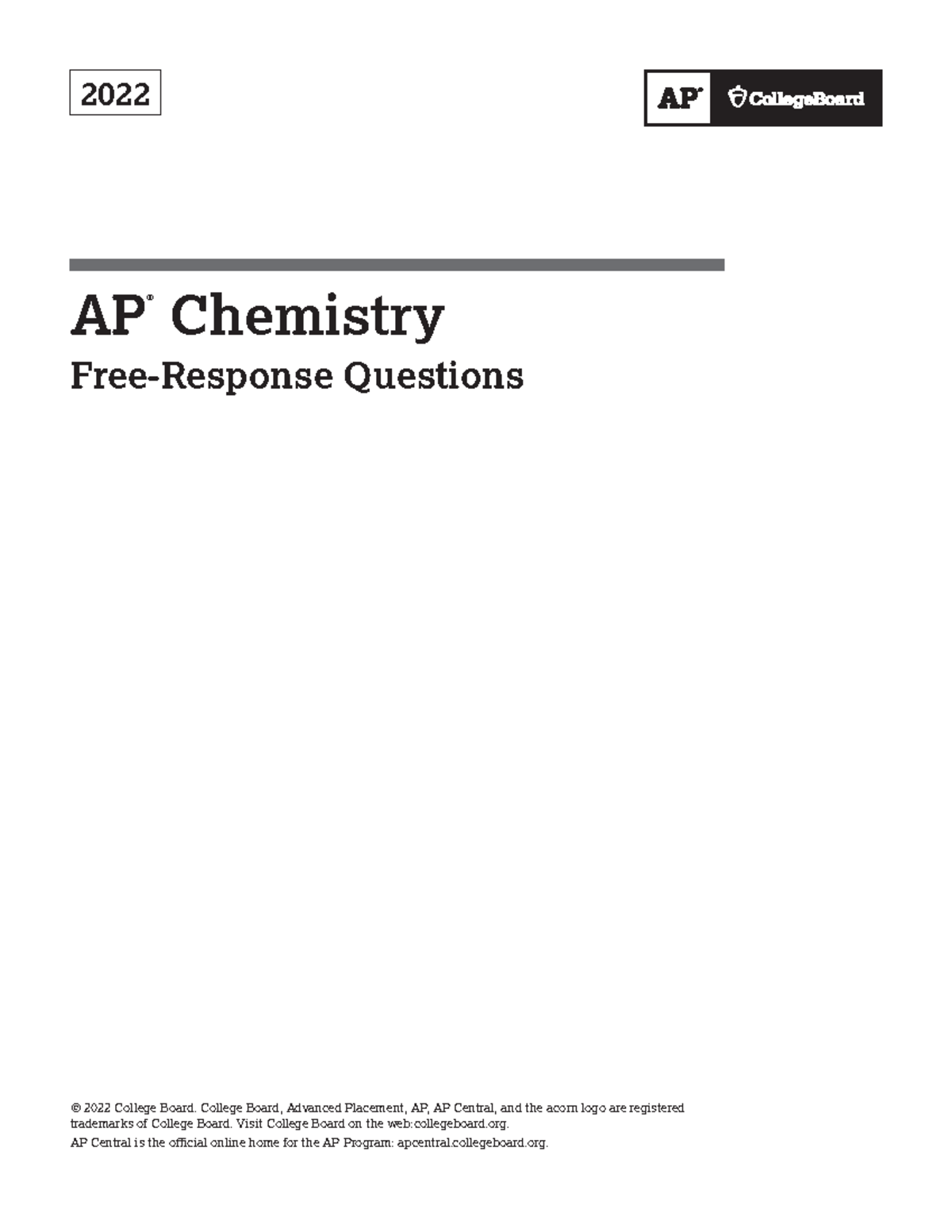 AP22 FRQ Chemistry: Free-Response Questions Review and Solutions - Studocu