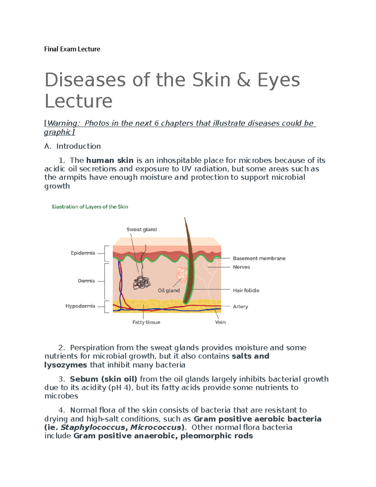 Final Exam Lecture - Diseases of skin and eyes, diseases of the nervous ...