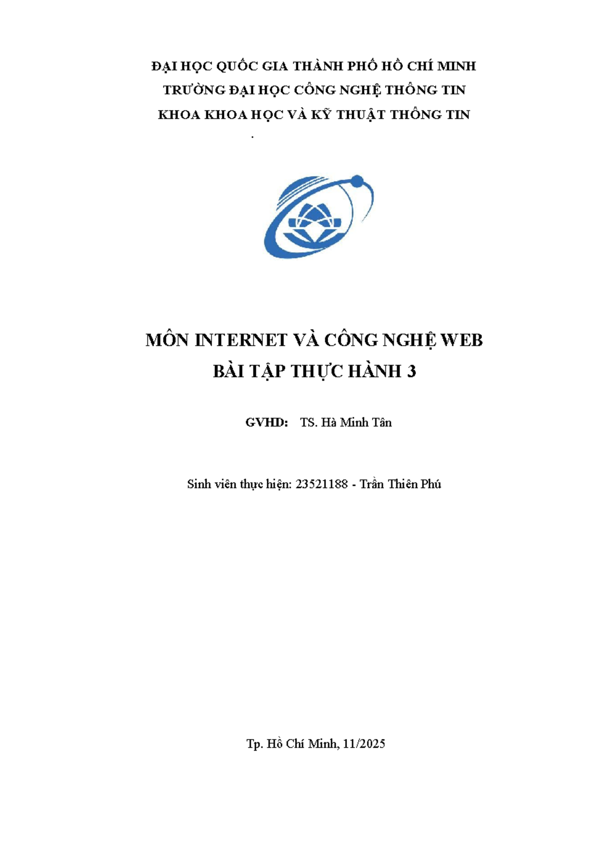 BÁO CÁO THỰC HÀNH 3 - INTERNET VÀ CÔNG NGHỆ WEB (Mã: 23521188) - Studocu