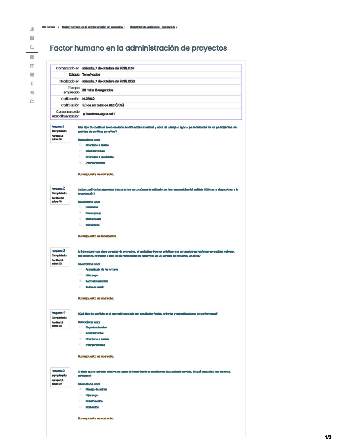 Examen fch semana 6 - Factor humano en la administración de proyectos - Studocu