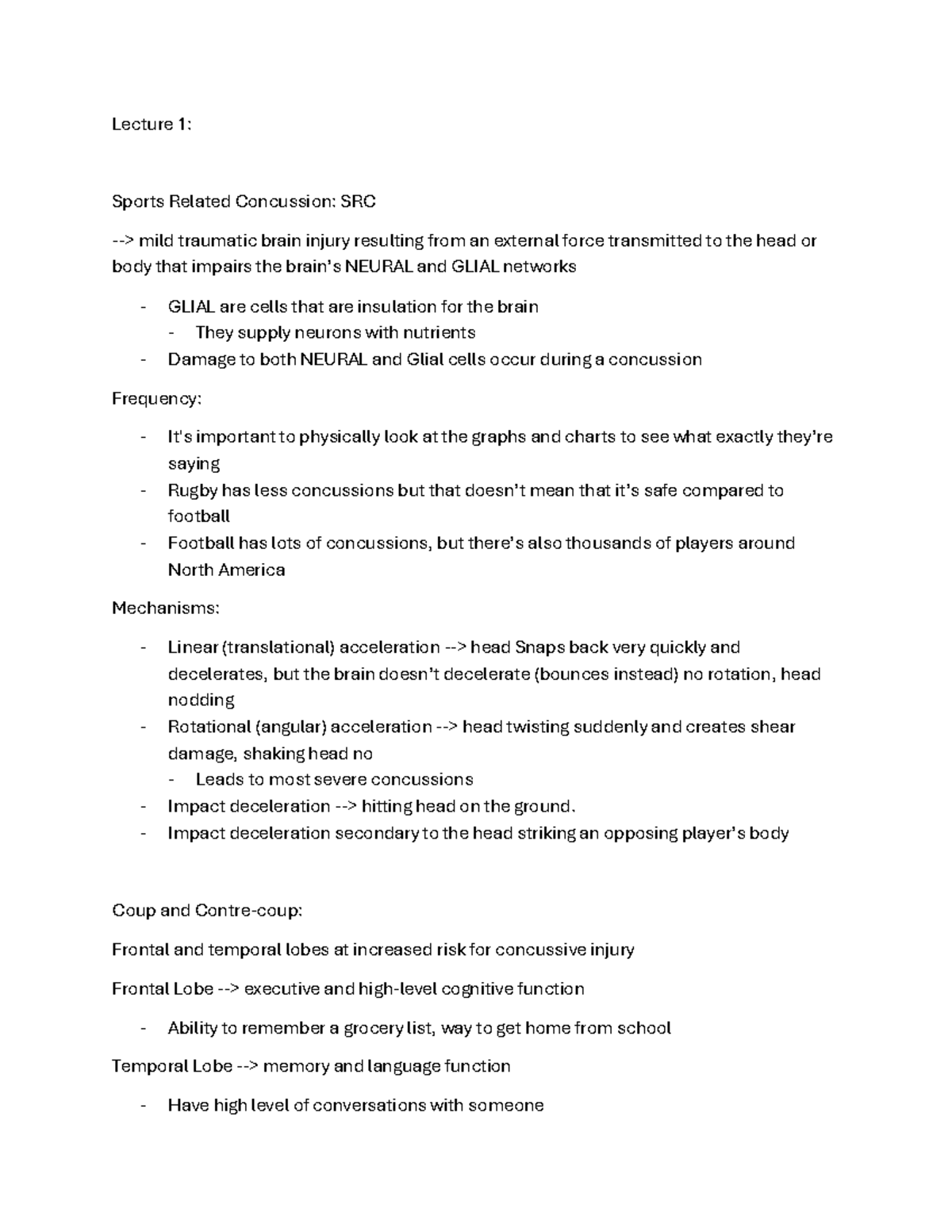 Lecture 1: Understanding Sports Related Concussions (SRC) and Brain ...