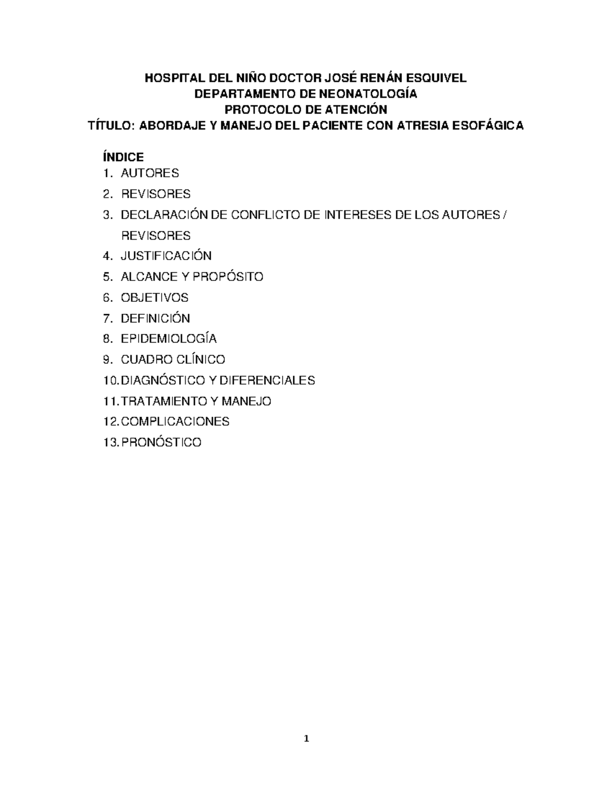 Protocolo de Atención Neonatal: Manejo de Atresia Esofágica - NEONAT ...
