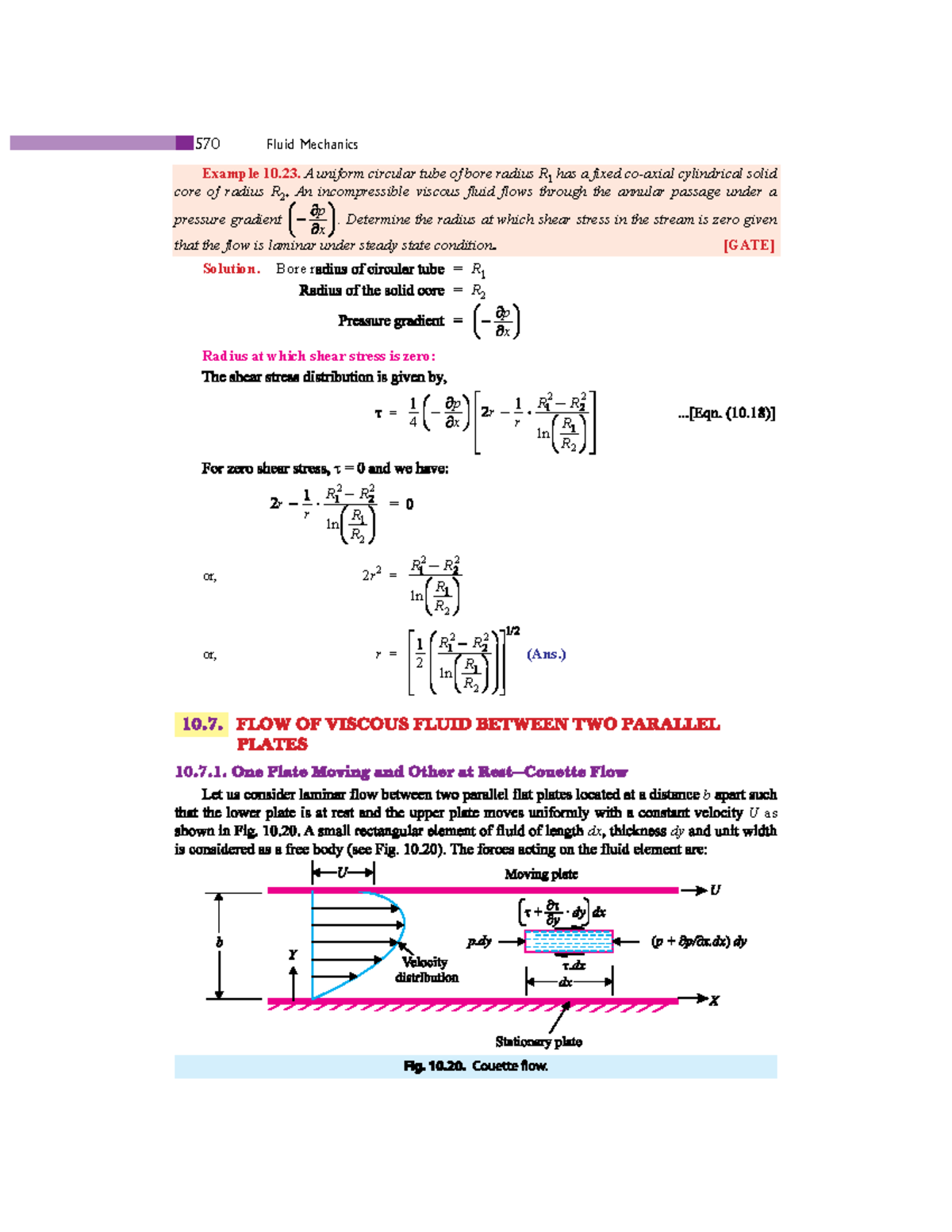 Fluid Mechanics 570: Notes on Flow Between Parallel Plates - Studocu