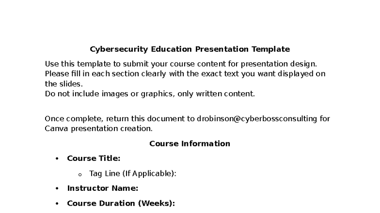 Cybersecurity Education Presentation Template Guide - Studocu