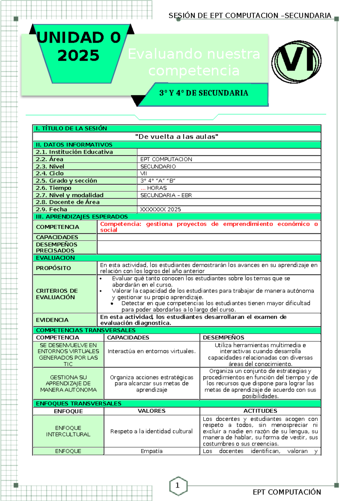 Sesión 3° EPT Computación - Secundaria 2025: De vuelta a las aulas - Studocu