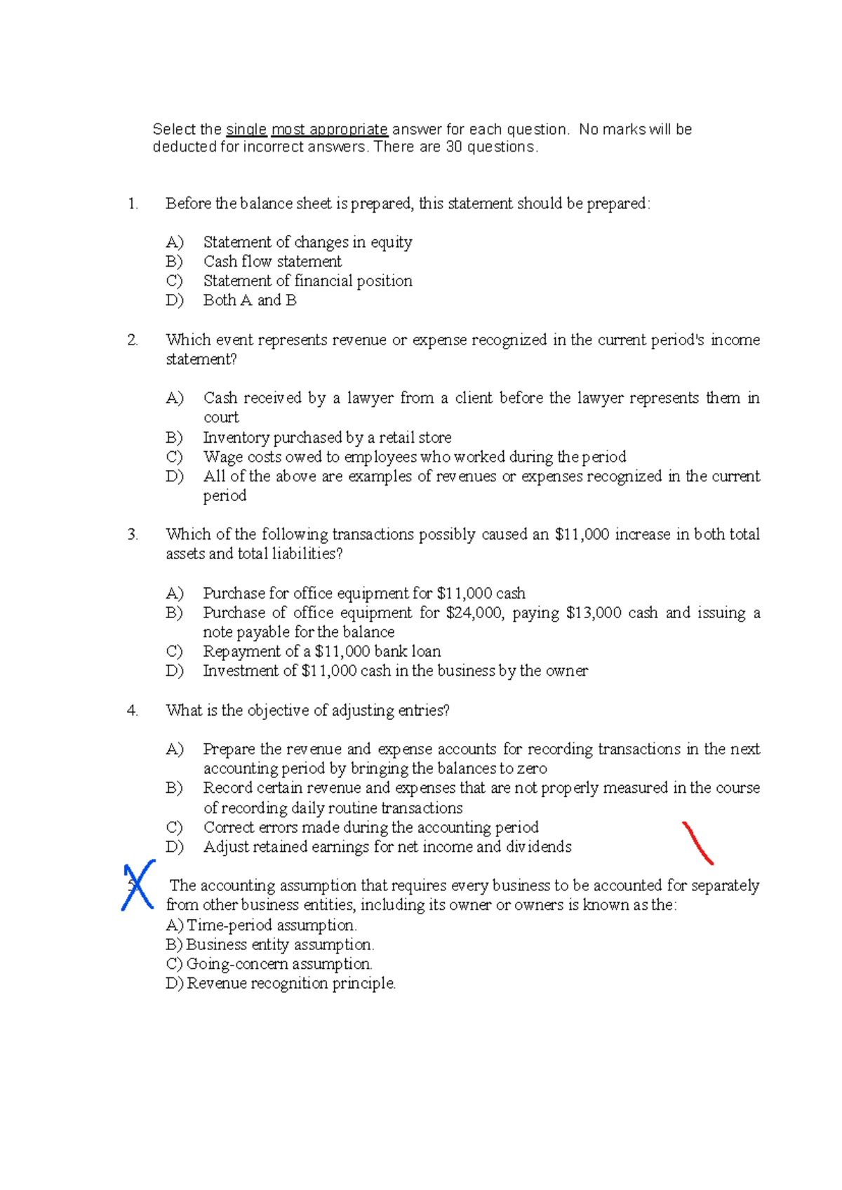 MCQ Drill 1 - Accounting Concepts and Principles - Studocu
