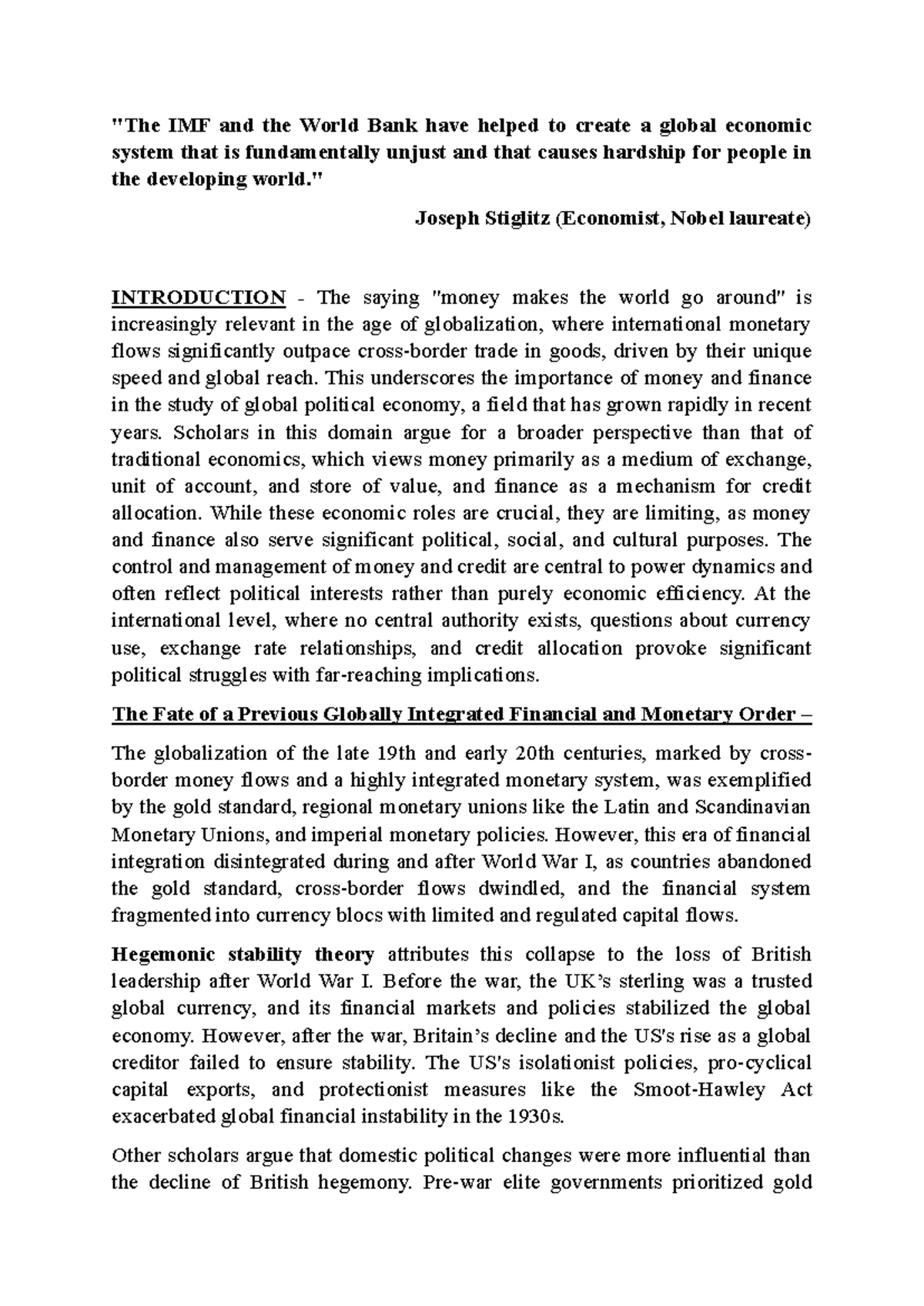 IPE Test Material (IA) - njbh - "The IMF and the World Bank have helped ...