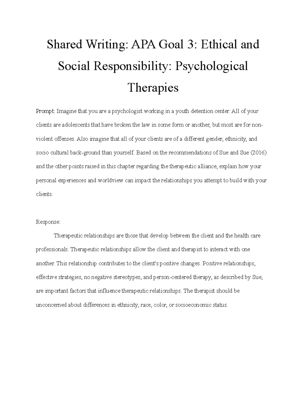 Shared Writing APA Goal 3 Ethical and Social Responsibility ...