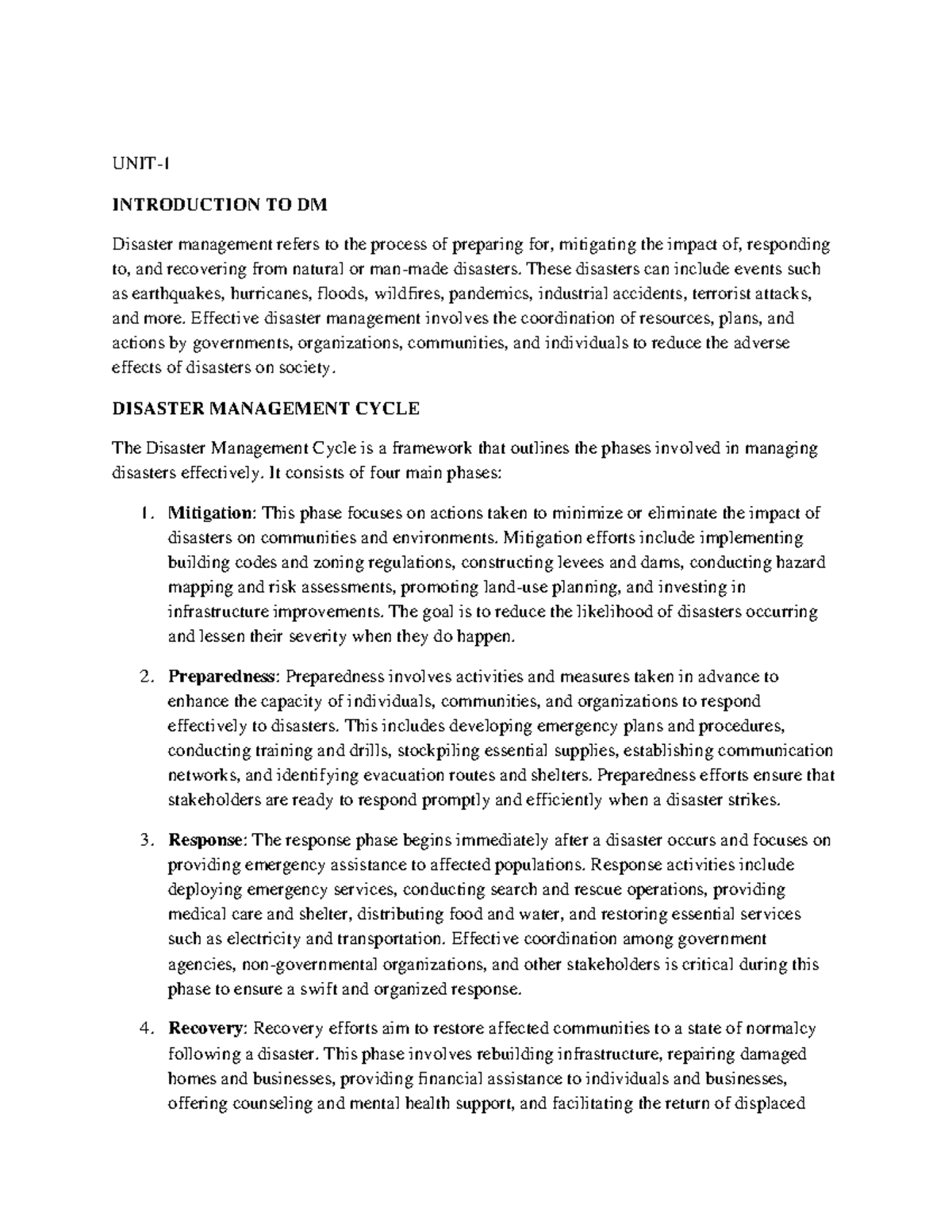 Disaster Management Overview: Key Concepts and Case Studies (DM101 ...