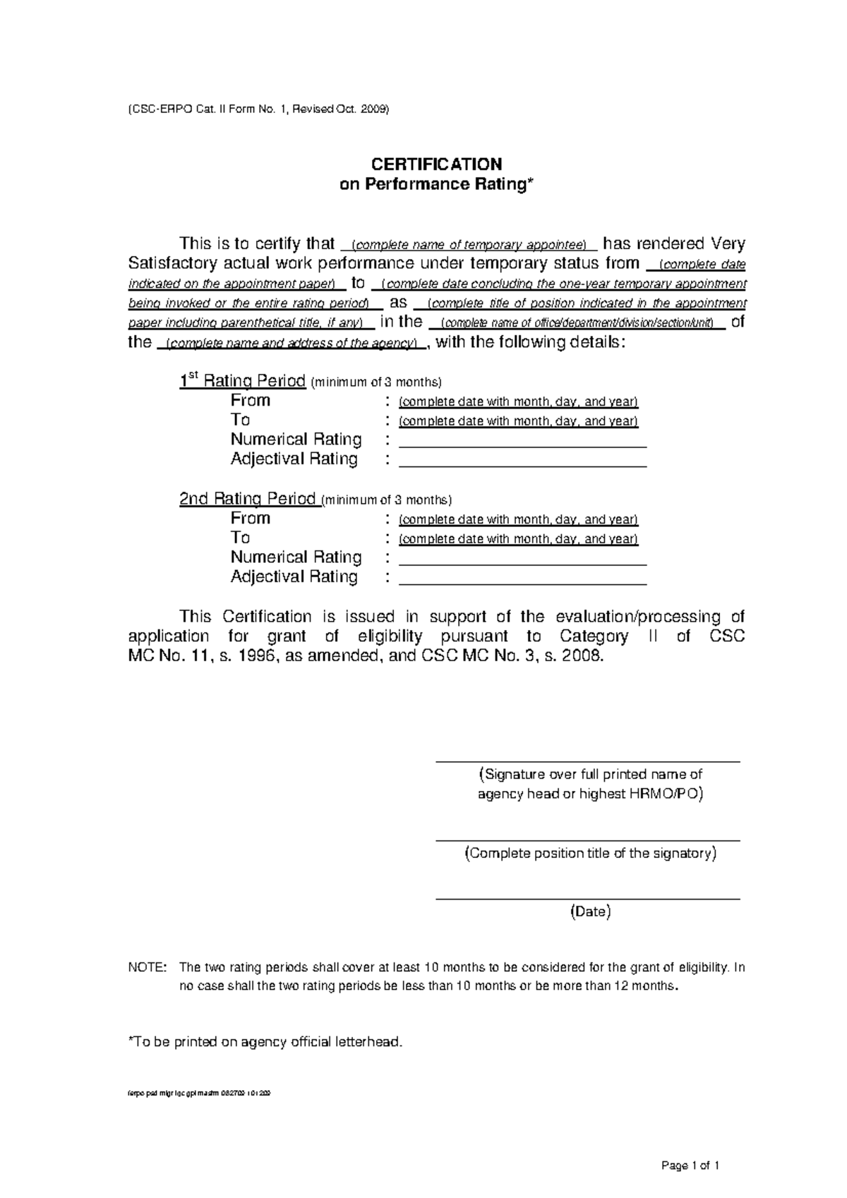 Certification Skills Evaluation Rating - CSC Cat II Form Guide - Studocu