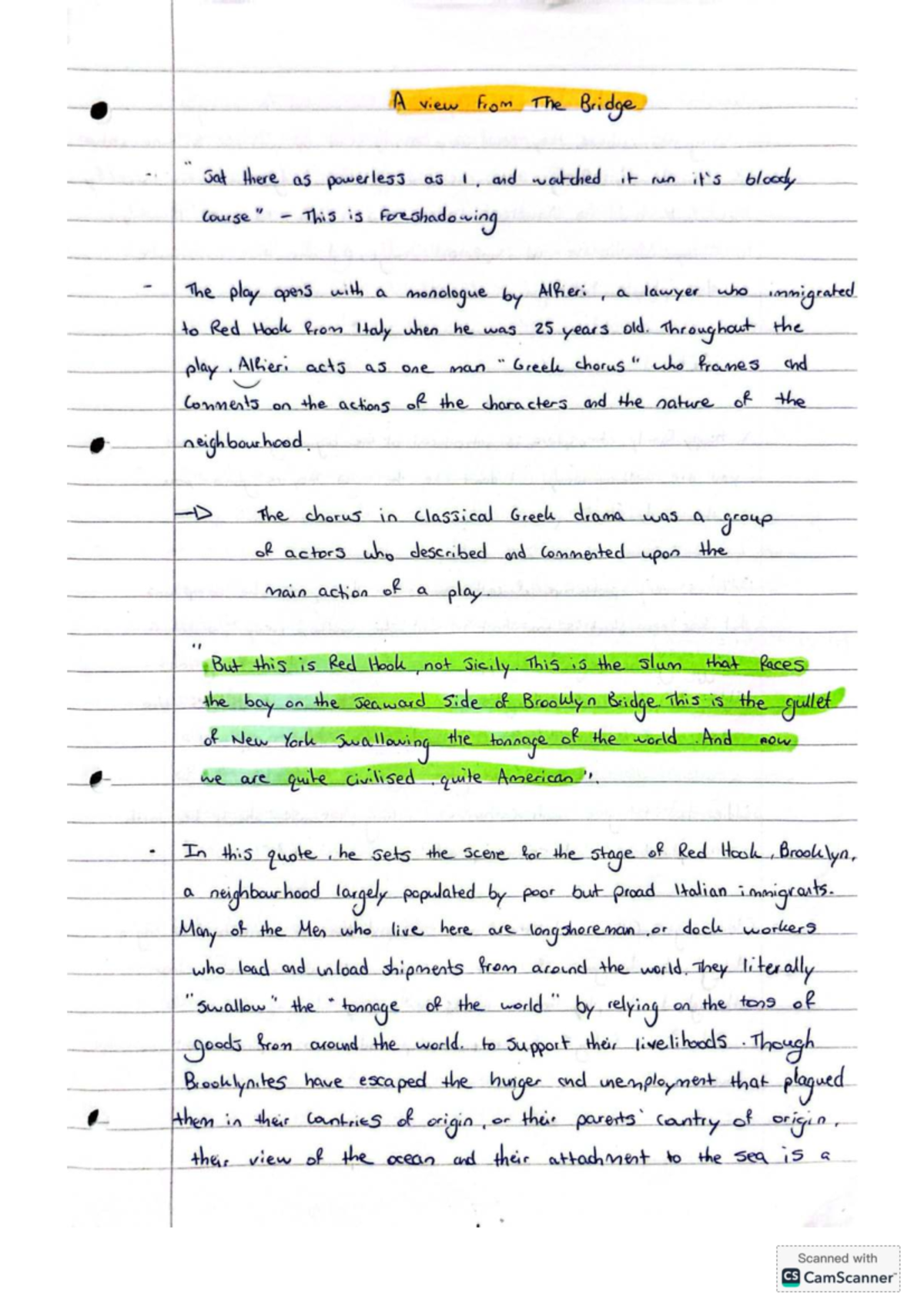 Final Exam Notes: A View from the Bridge (ENG 101) Key Concepts Review ...