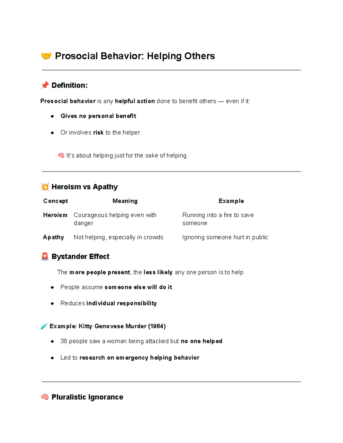 PSY 101: Prosocial Behavior - Understanding Altruism and Apathy - Studocu