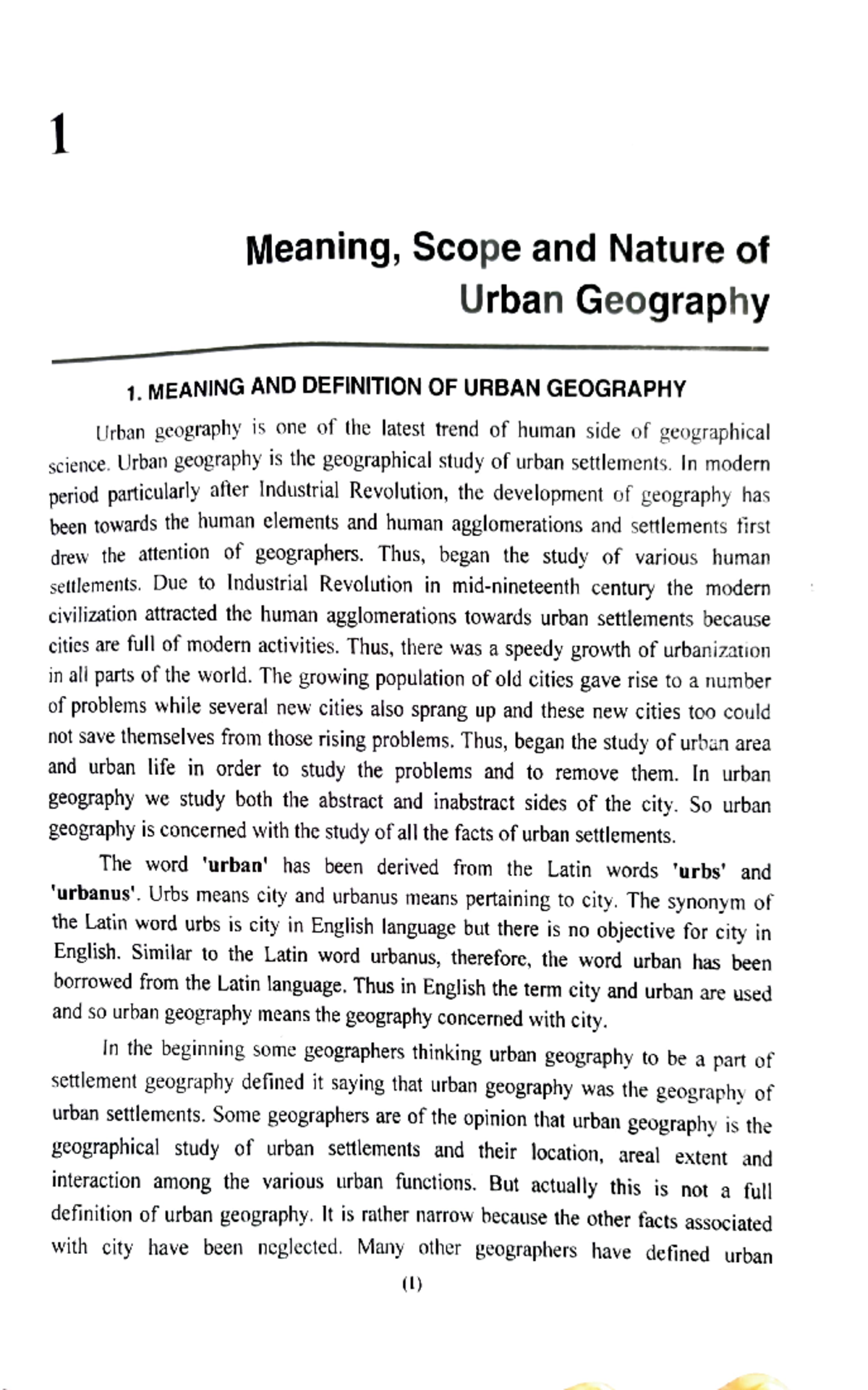 Urban Geography: Meaning, Scope, and Nature Analysis for GEOG 101 - Studocu