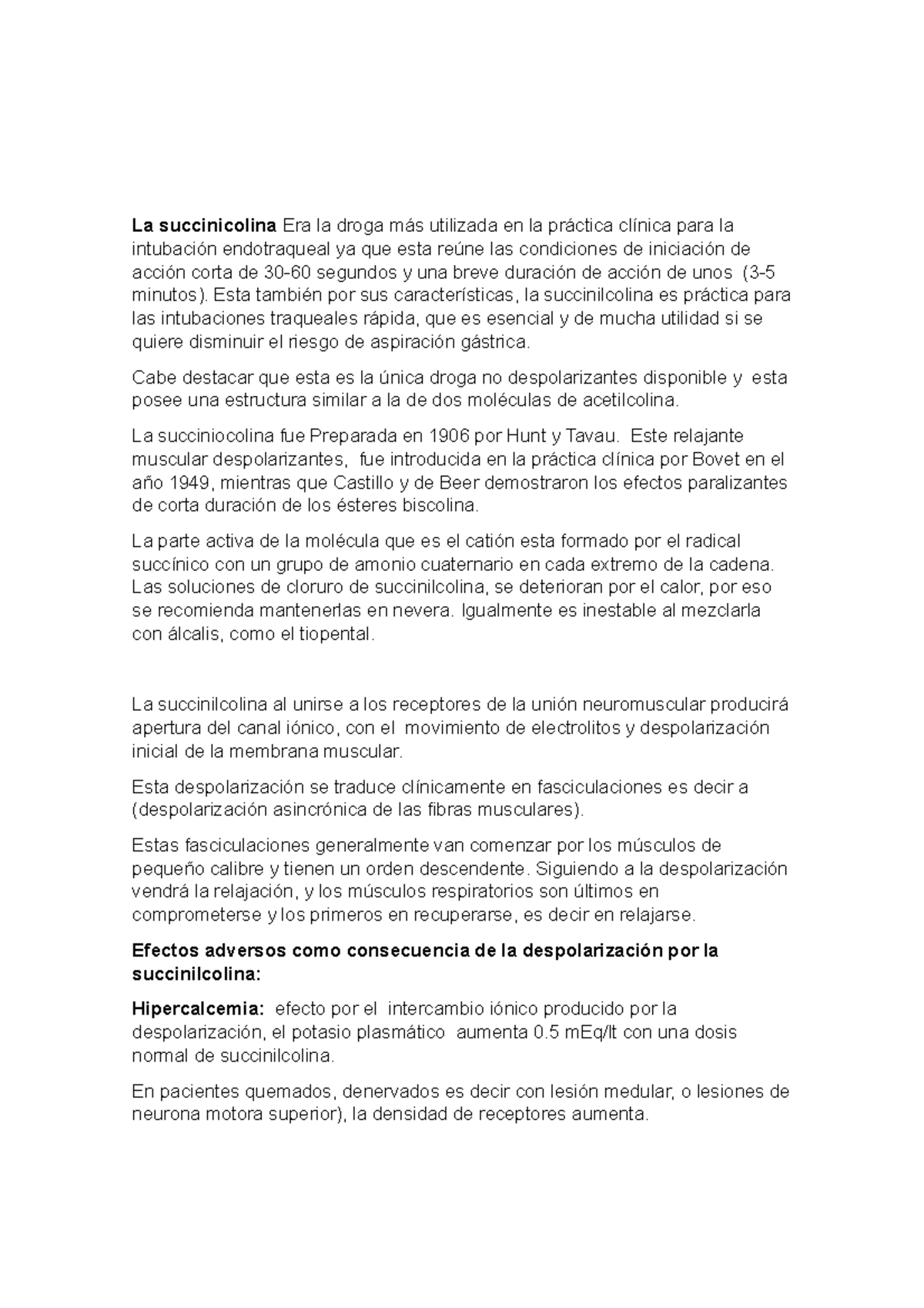 La succinicolina: Usos, Efectos Adversos y Consideraciones Clínicas ...