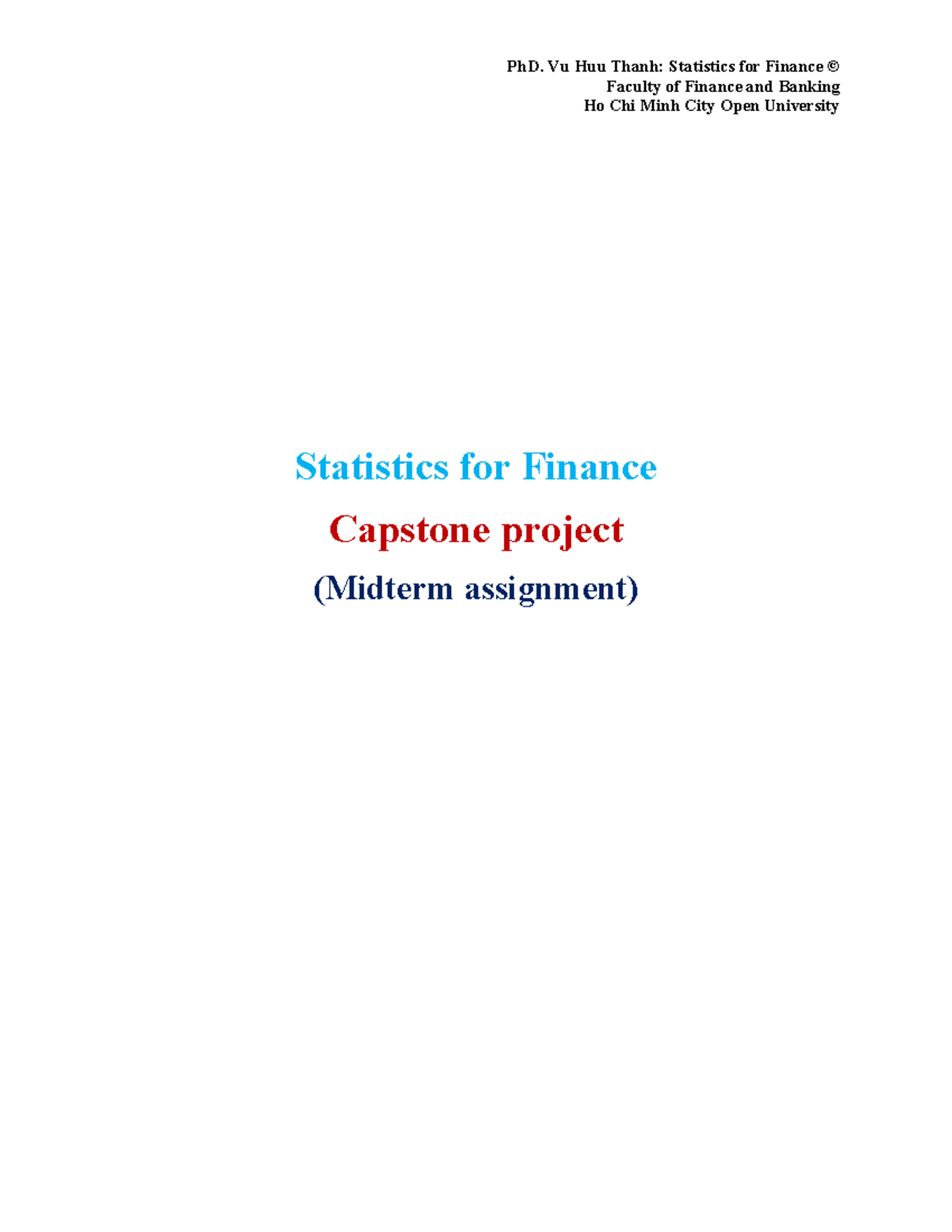 Statistics for Finance (Midterm) - Group 1 Analysis Report - Studocu