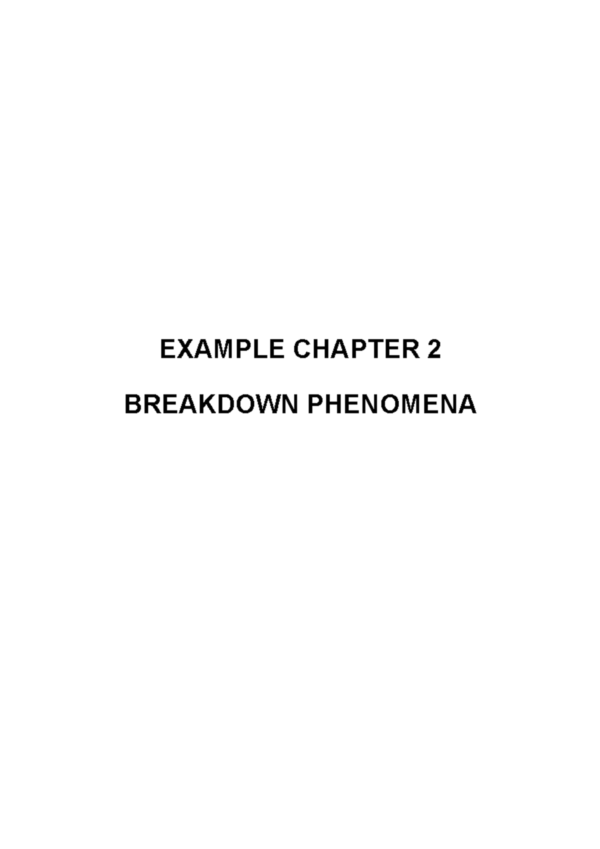 Example Chapter 2: Breakdown Phenomena Analysis and Calculations - Studocu