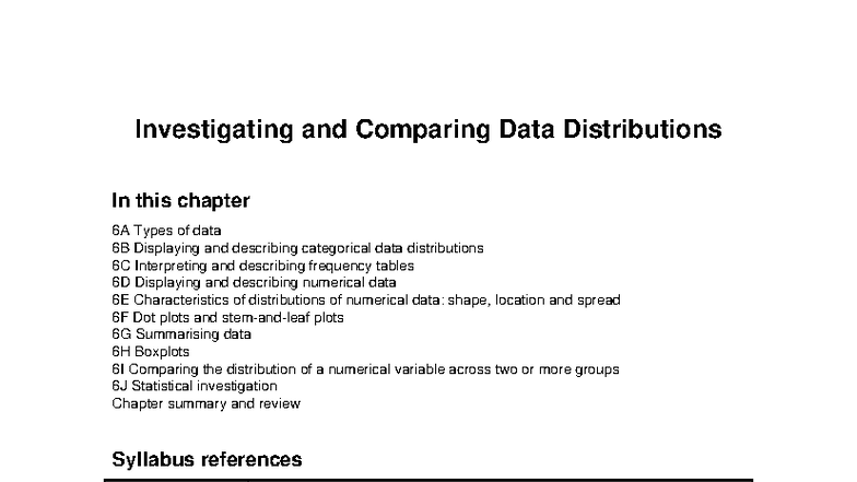 Data Distributions Cheat Sheet - Investigating and Comparing Data ...