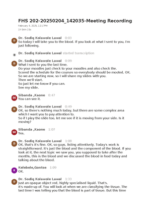 FHS 201 course outline - notes - MODULE/COURSE OUTLINE Faculty HEALTH ...