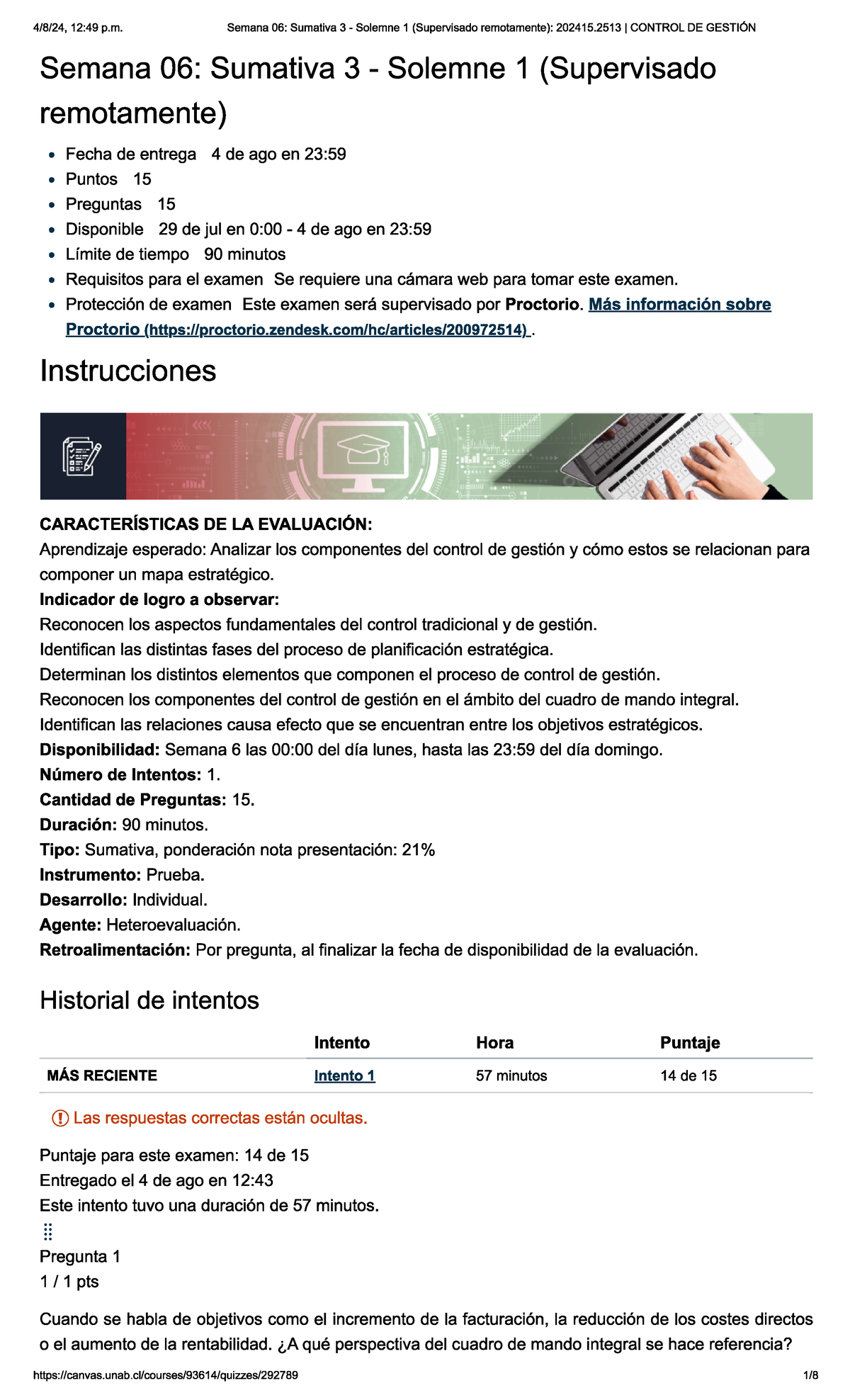 S1 - solemne - 12:49 p. Semana 06: Sumativa 3 Solemne 1 (Supervisado remotamente): 202415 I ...