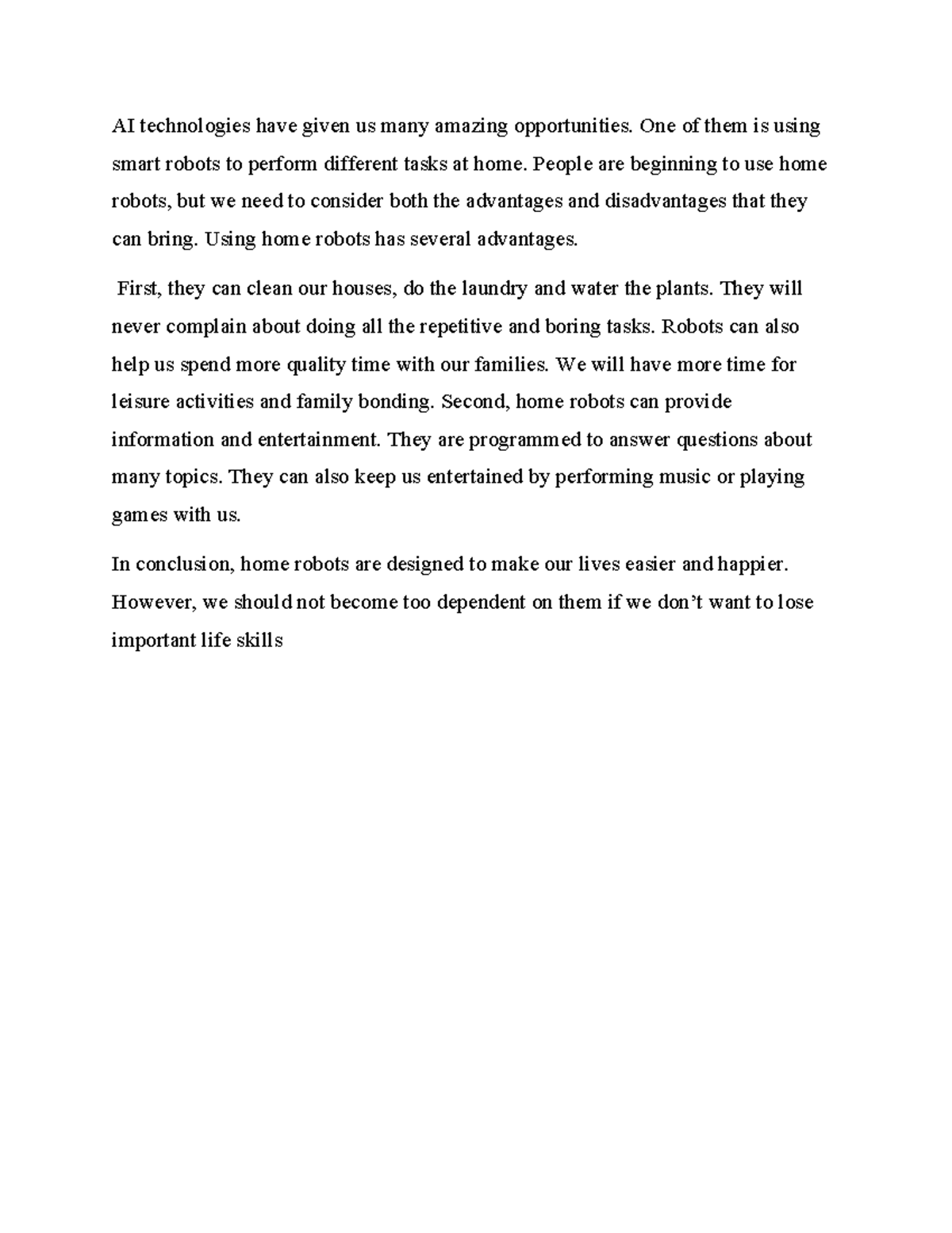 AI Impact: Advantages & Disadvantages of Home Robots - Studocu