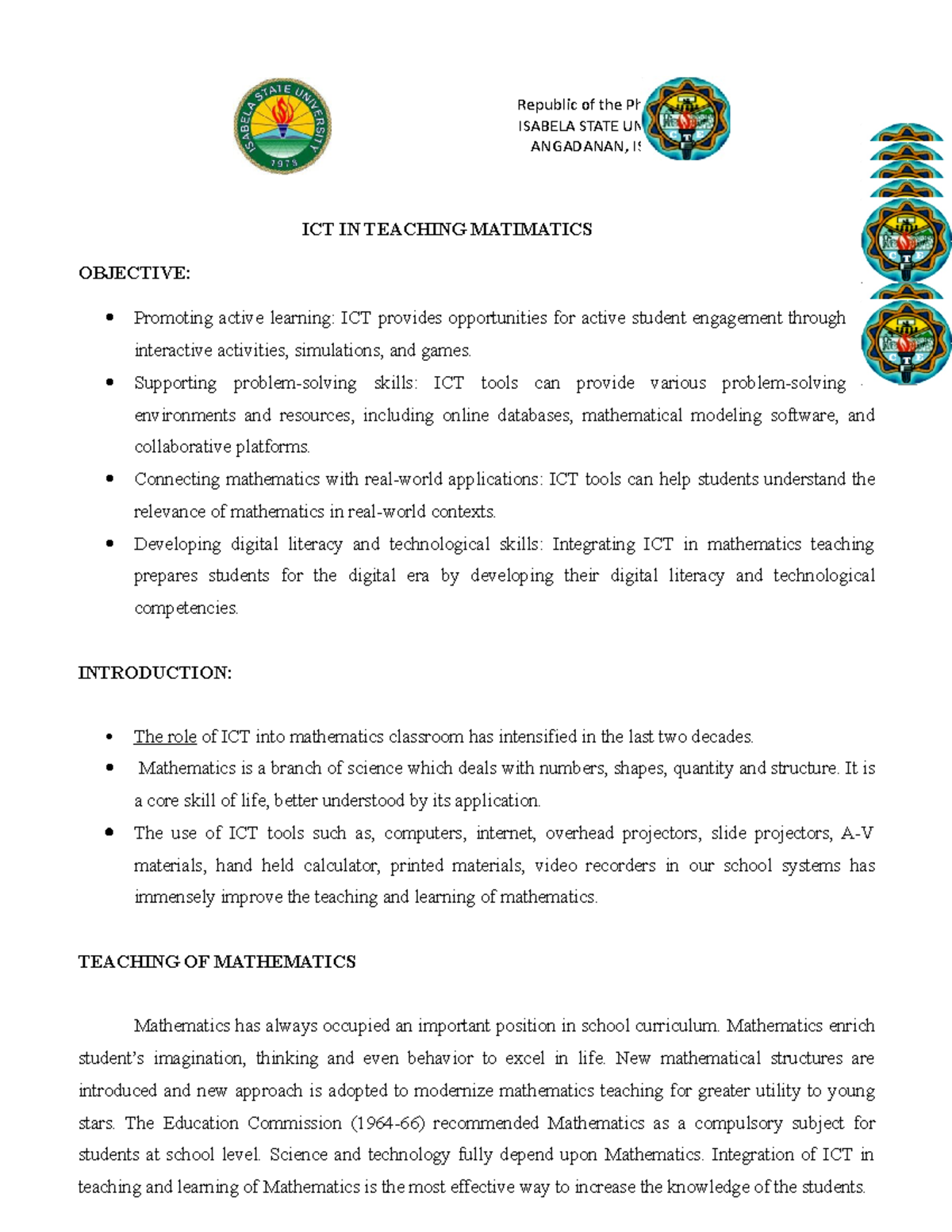 ICT IN TEACHING MATHEMATICS: Enhancing Learning through Technology ...