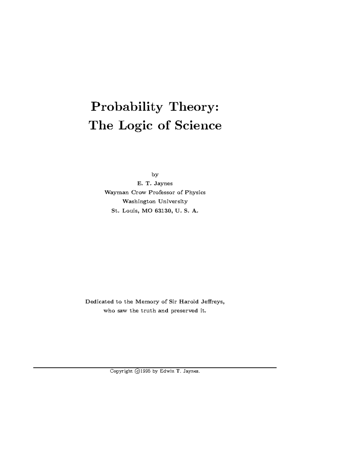 Probability Theory The Logic of Science - T. Jaynes Wayman Crow ...