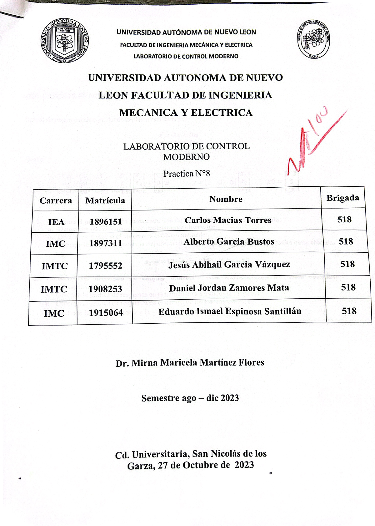 Práctica 8: Control Moderno en Laboratorio - Studocu