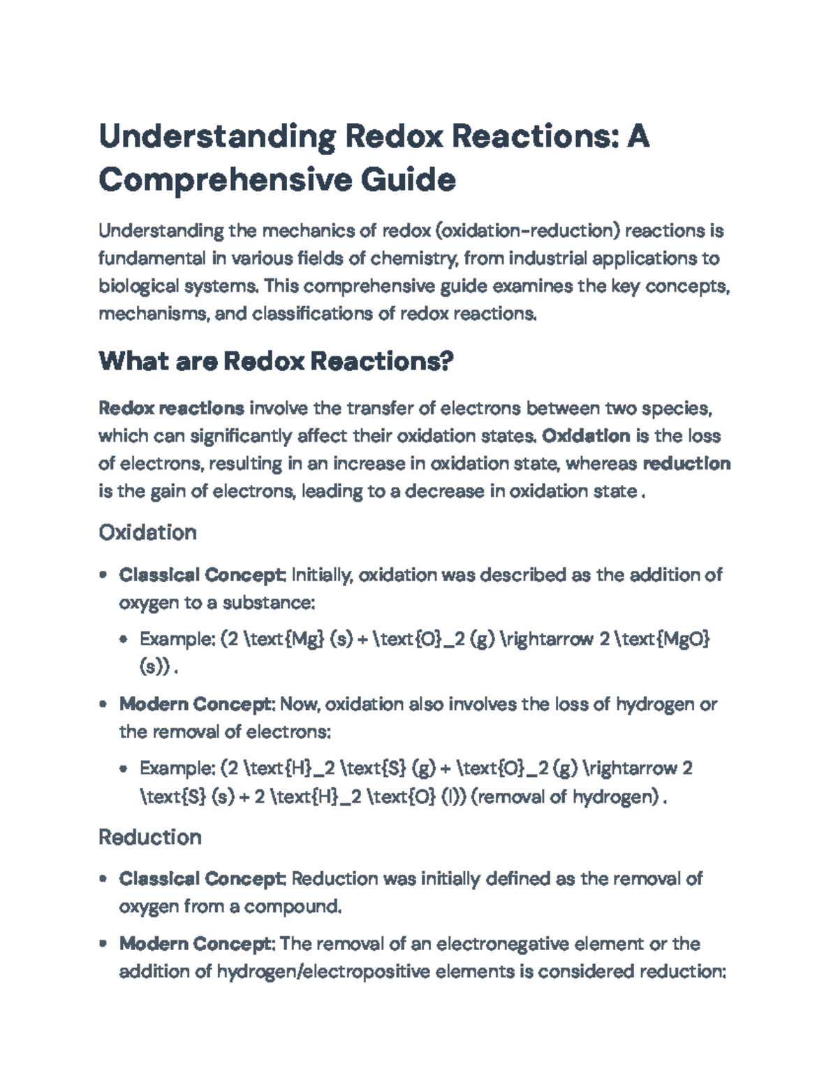 Understanding Redox Reactions: Concepts, Mechanisms, and Applications ...
