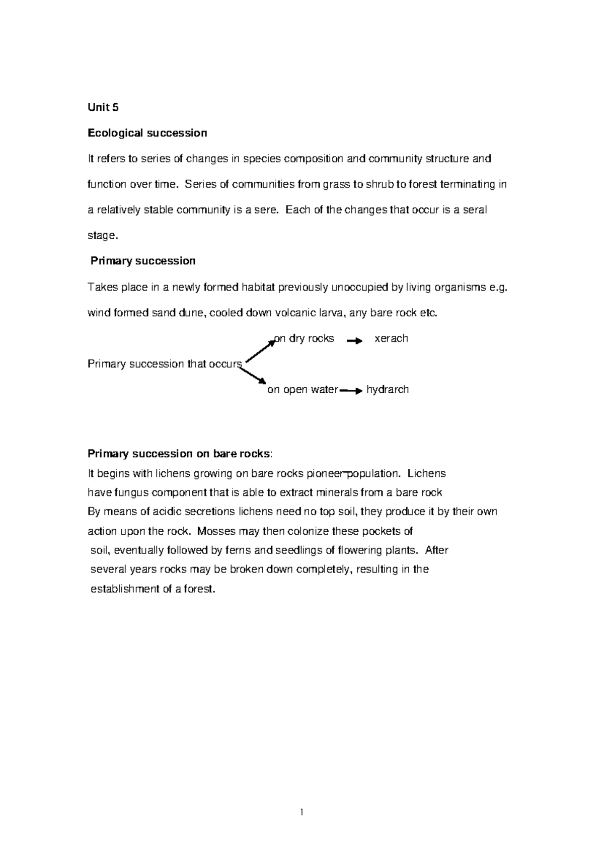 Unit 5 & 6 Notes: Ecological Succession and Pollution Overview - Studocu