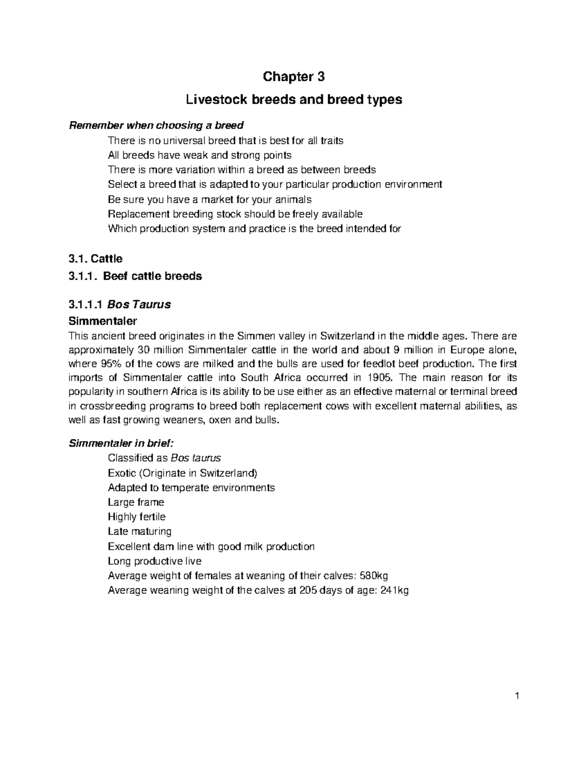 ANIG1624 Chapter 3 Study Notes on Livestock Breeds - Studocu