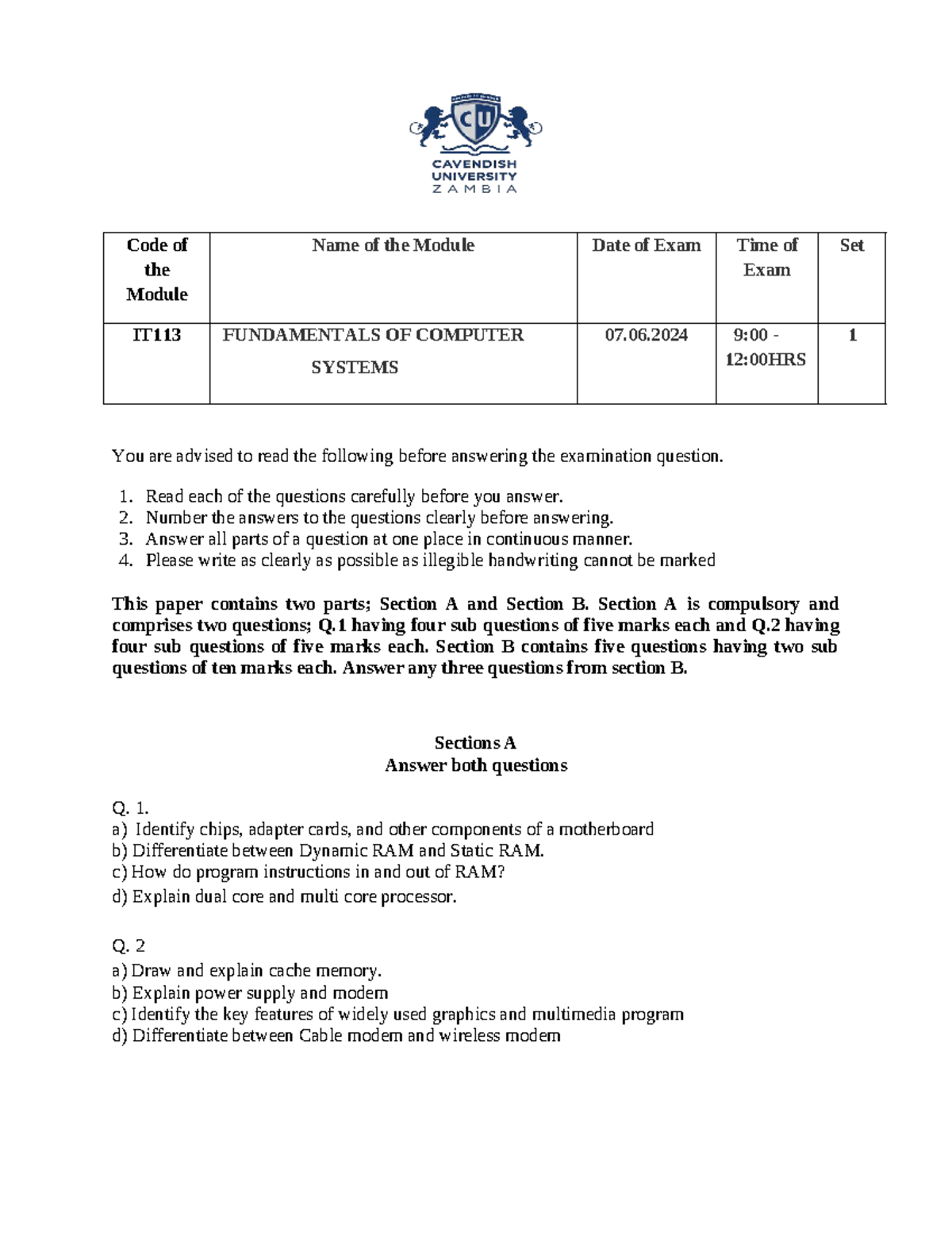 IT113 Final Exam: Fundamentals of Computer Systems Guide - Studocu