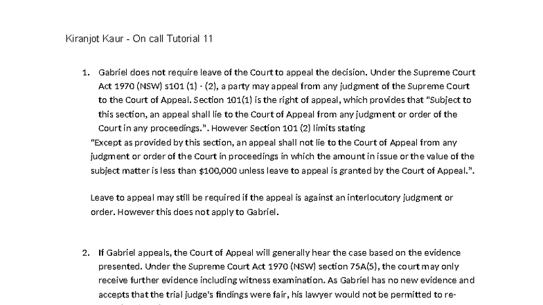Kiranjot Kaur - On Call Civil Litigation Tutorial 11: Appeal Process ...