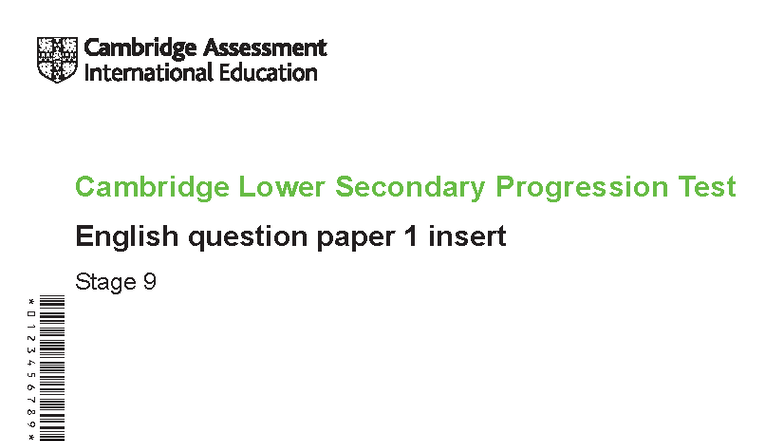 Cambridge Lower Secondary Progression Test English Stage 9 - Reading ...