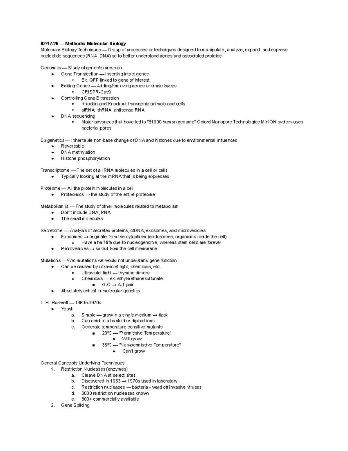 BIOL-311 Final Exam Notes: Molecular Biology Techniques and Concepts ...
