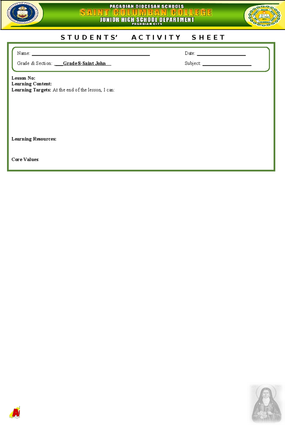 Students-Activity-Sheet - Bachelor of Science in Elementary Education ...