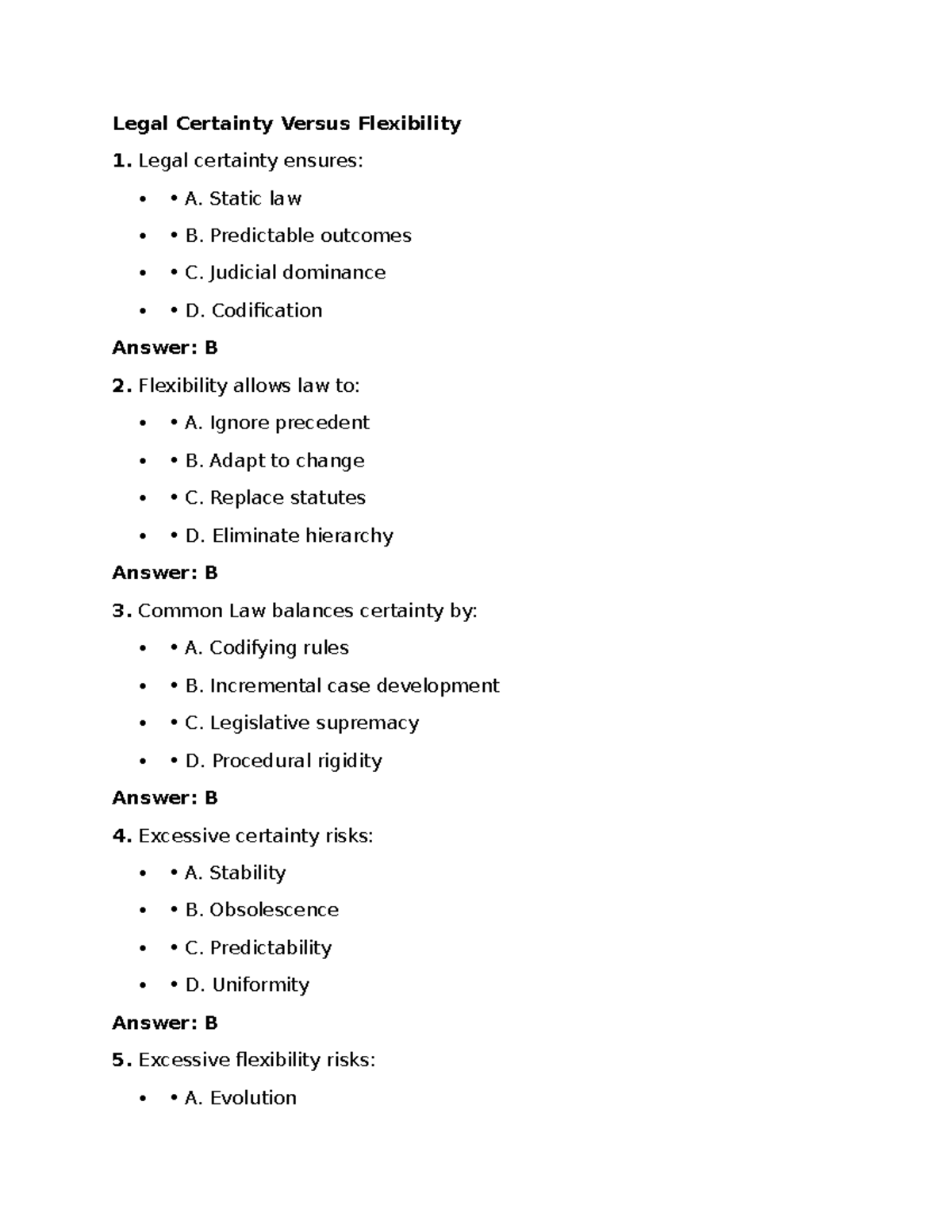 Legal Certainty vs. Flexibility: Key Concepts and Answers - Studocu
