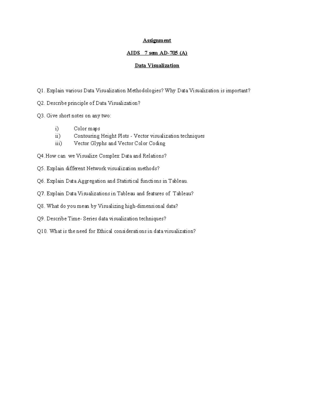 Assignment 7: AD 703 - Data Visualization Methodologies & Techniques - Studocu