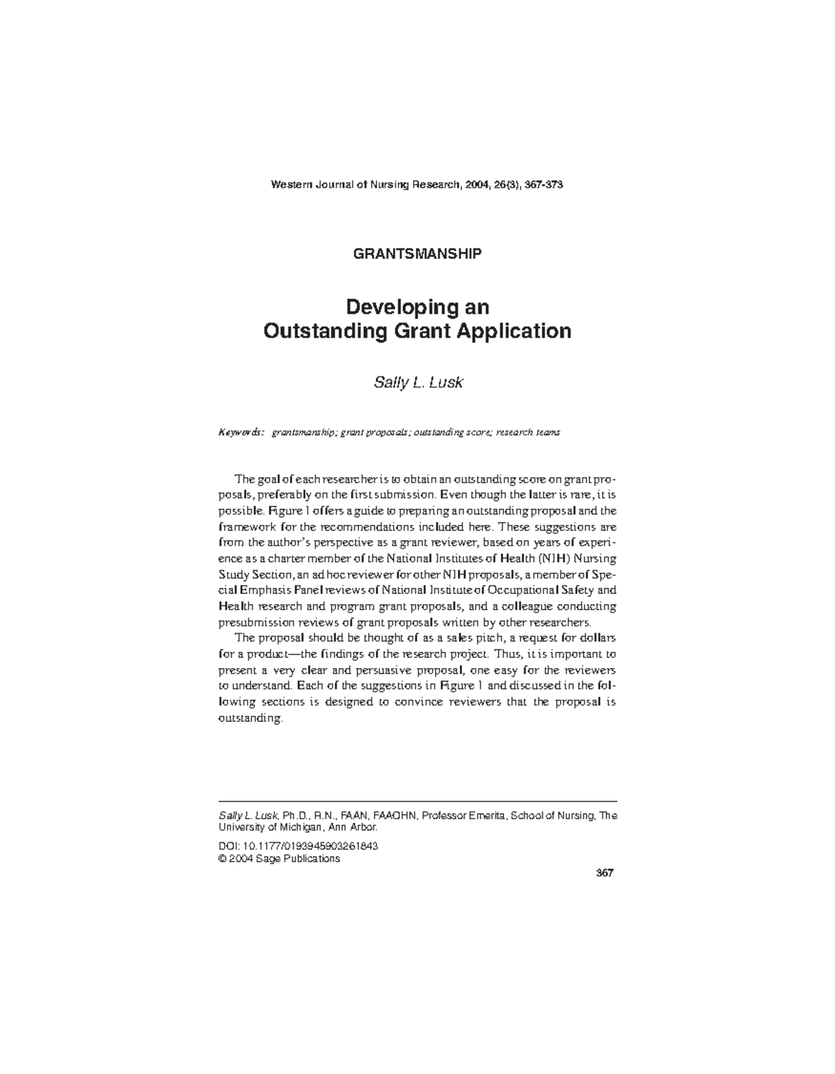 Developing an Outstanding Grant Application: Best Practices and ...