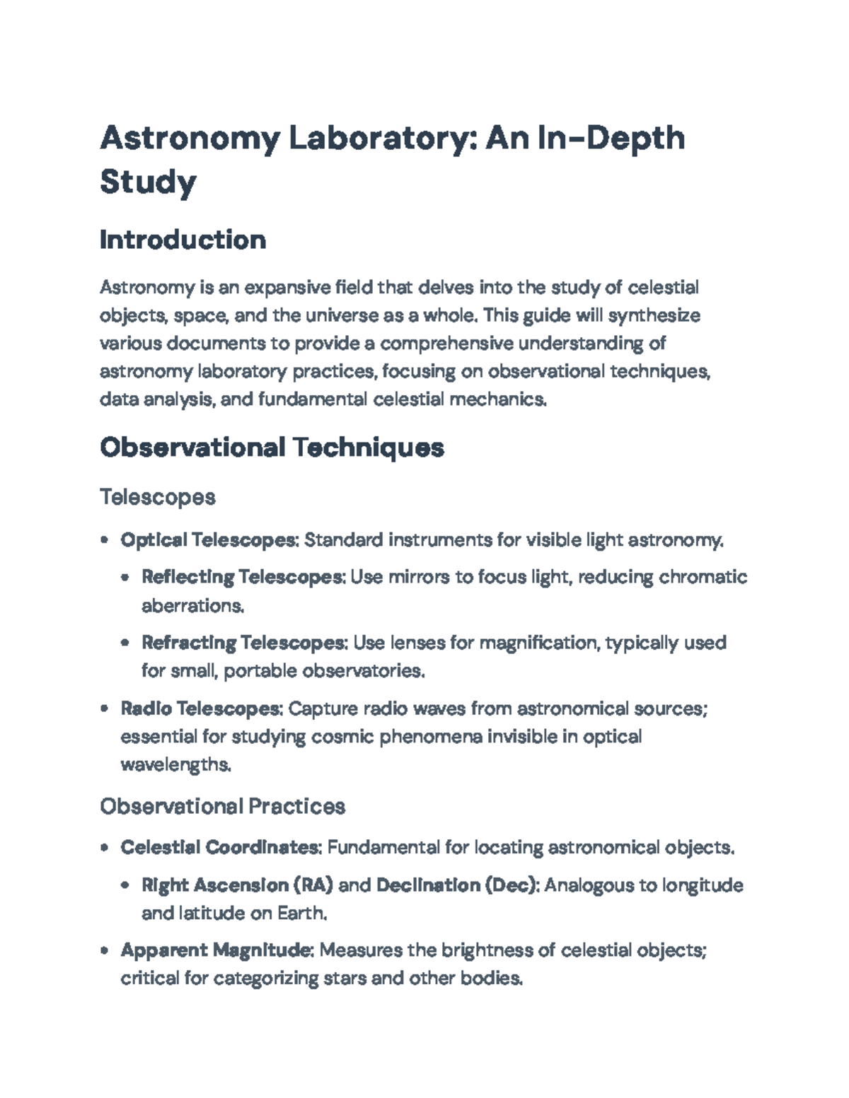 Astronomy 1103 Lab: Observational Techniques & Data Analysis Guide ...