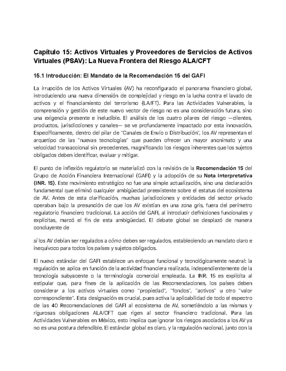 FR XVI: Activos Virtuales y Proveedores de Servicios de Activos ...